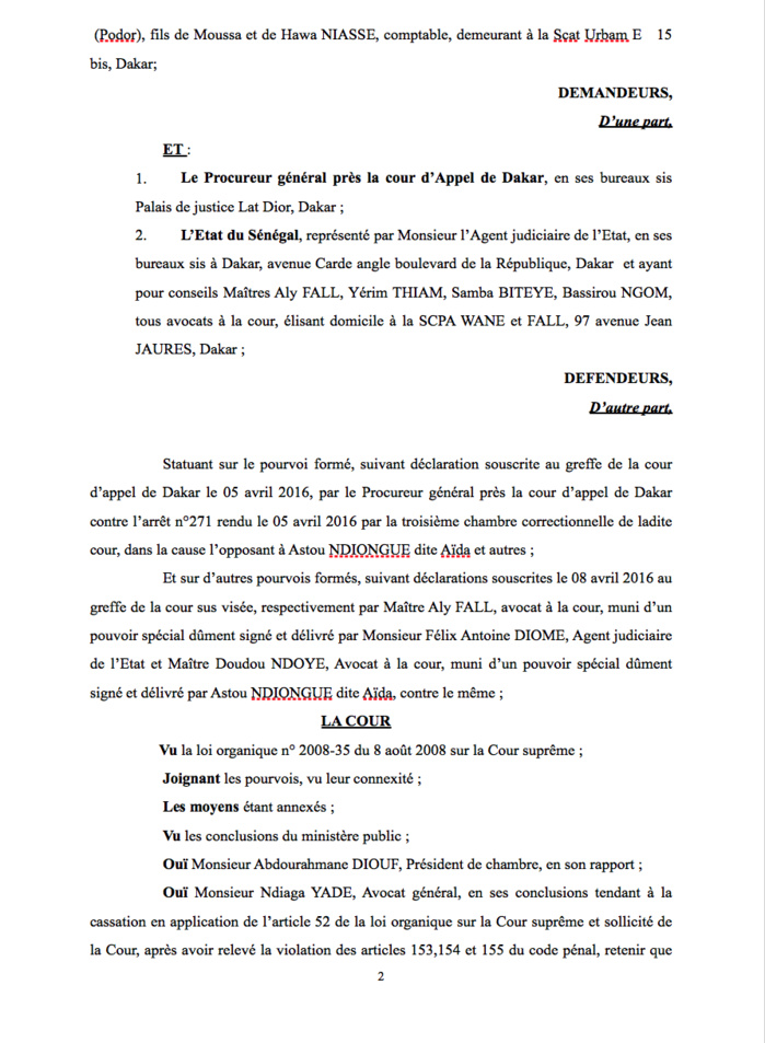 Le point sur l’affaire Aïda Ndiongue : voici l’arrêt de la Cour Suprême ...