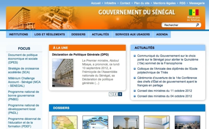 Communiqué : La nouvelle version du site web du gouvernement du Sénégal ...
