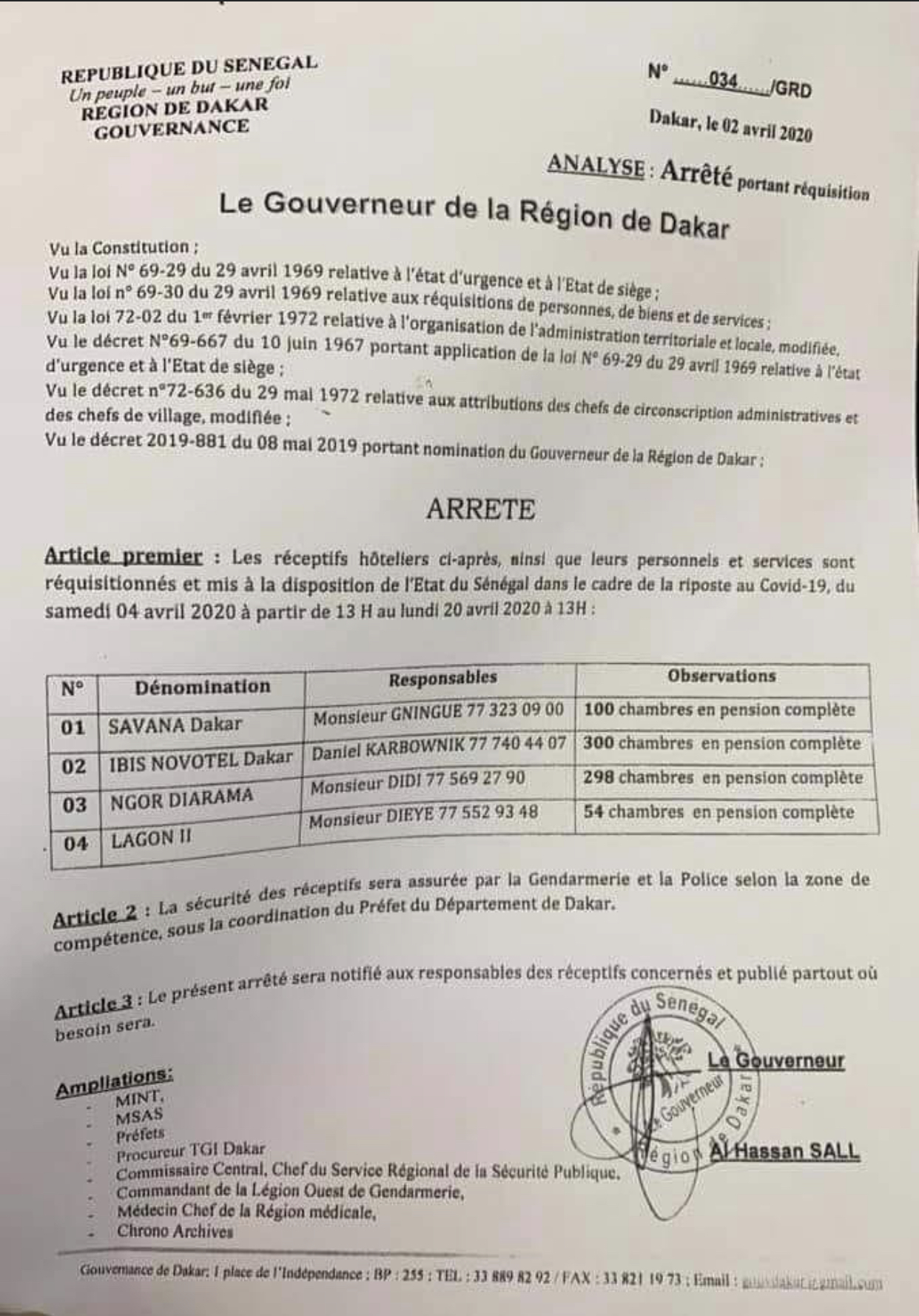 COVID-19 : Les hôtels Savana, Novotel, Ngor Diarama et Lagon II ...