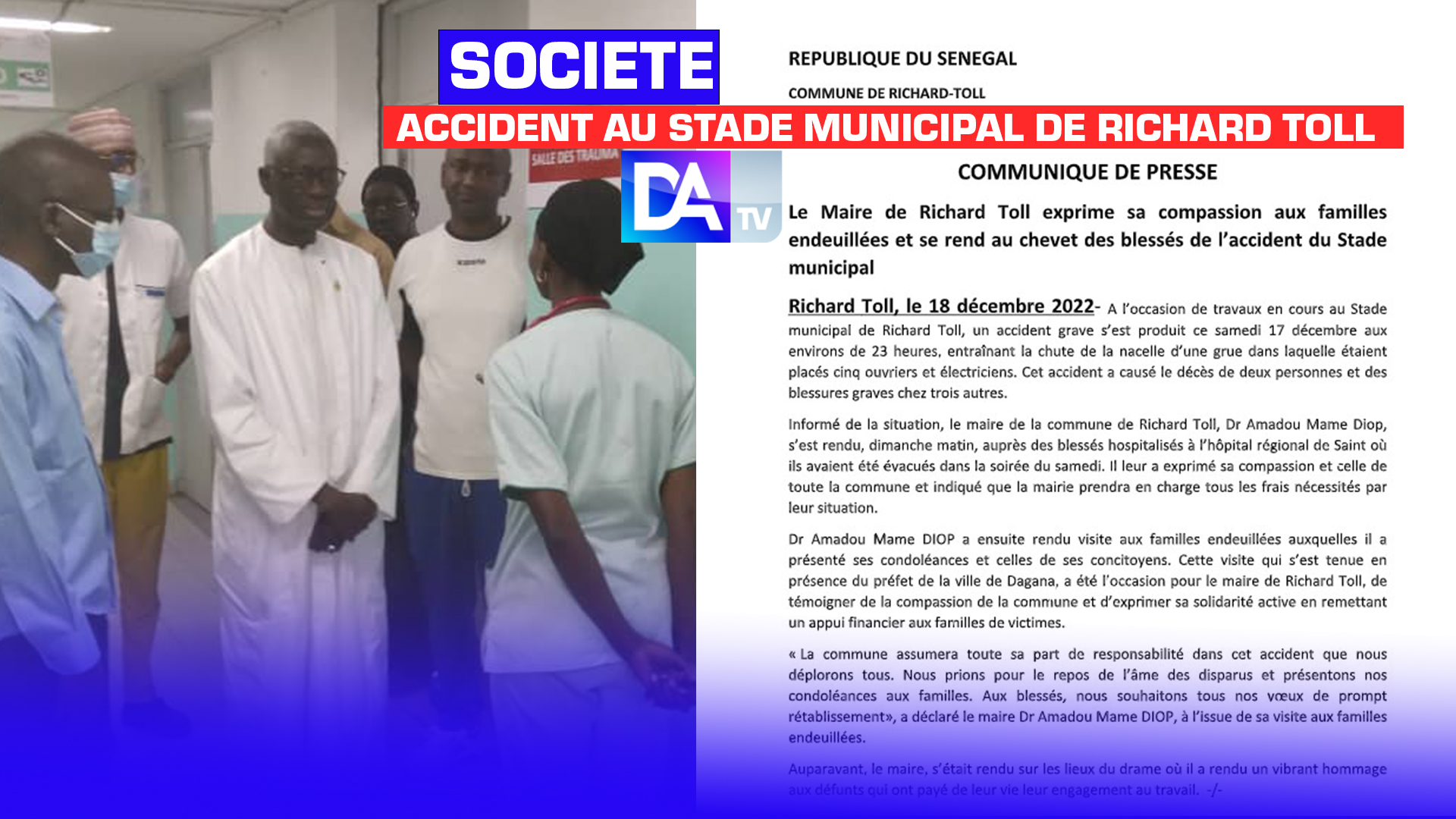 Accident au stade municipal de Richard Toll : Le maire, président de l ...