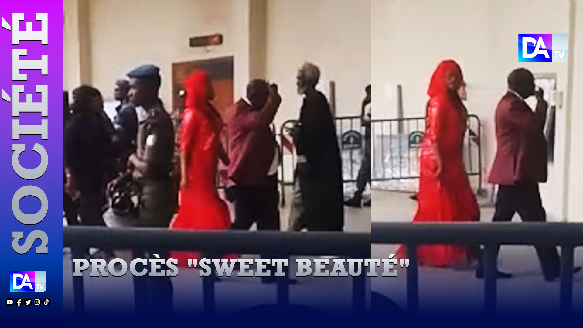 Procès « Sweet Beauté » : Vêtue d'une robe rouge, Adji Sarr est arrivée au tribunal de Dakar