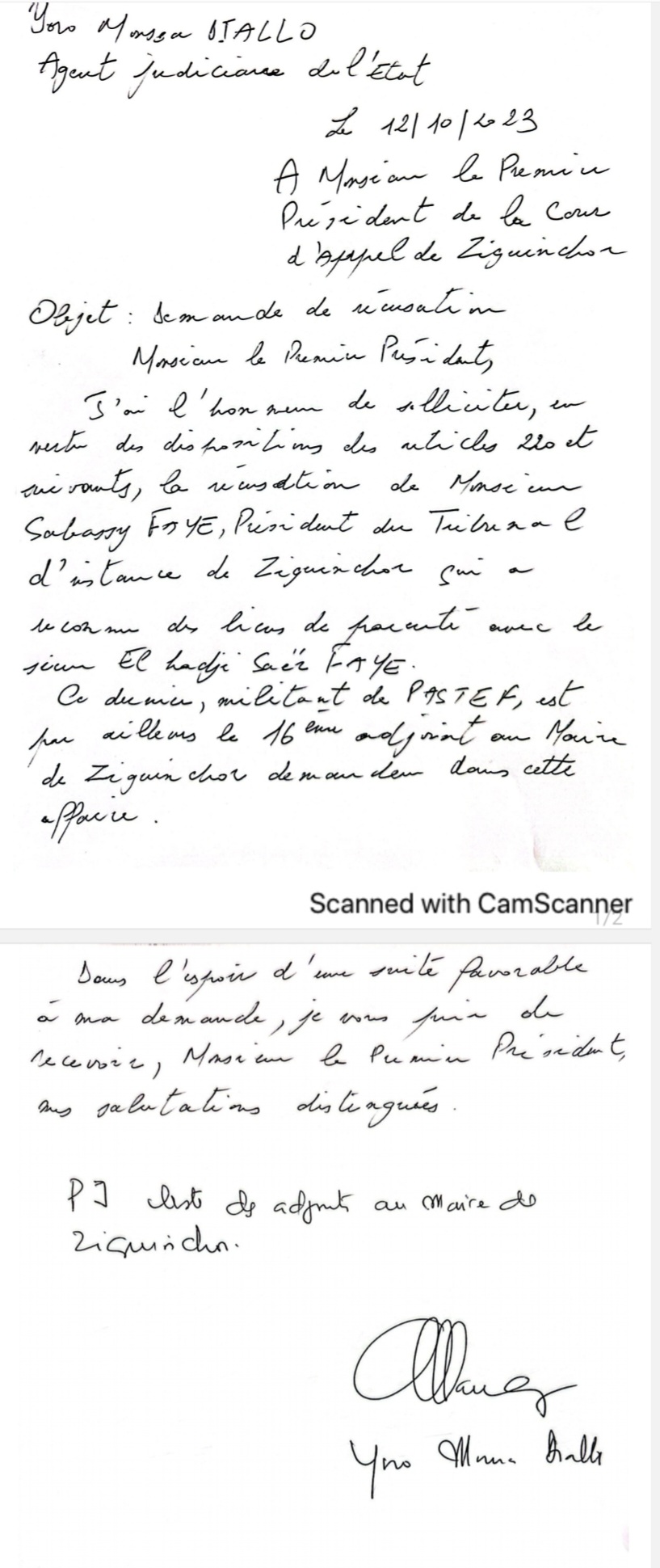 Tribunal d’instance de Ziguinchor : Voici le contenu de la demande ...