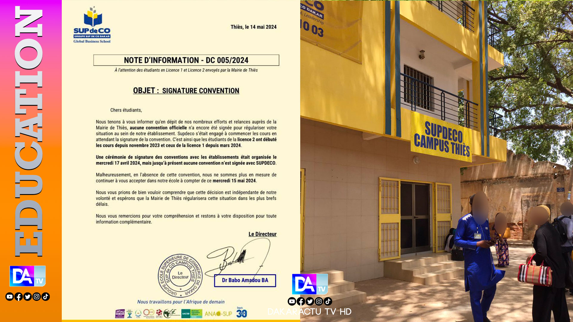 Éducation : SUPDECO renvoie les étudiants boursiers enrôlés par la ville de Thiès