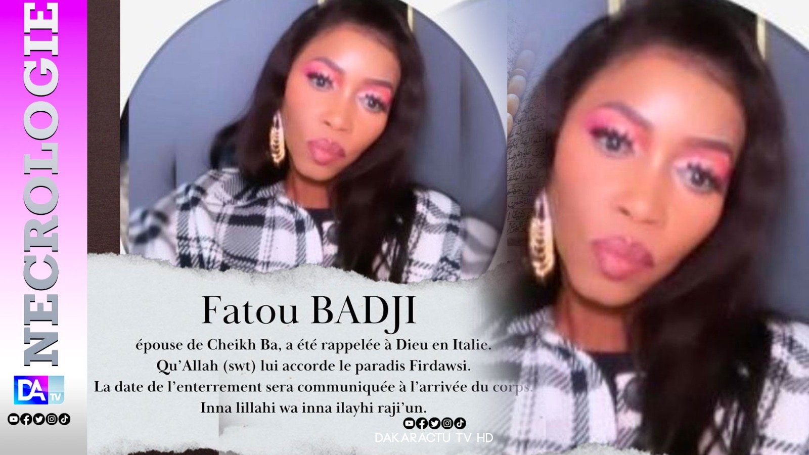 Décès de Fatou Badji, femme de Cheikh Tidiane Bâ « Sénégalaise de l ...