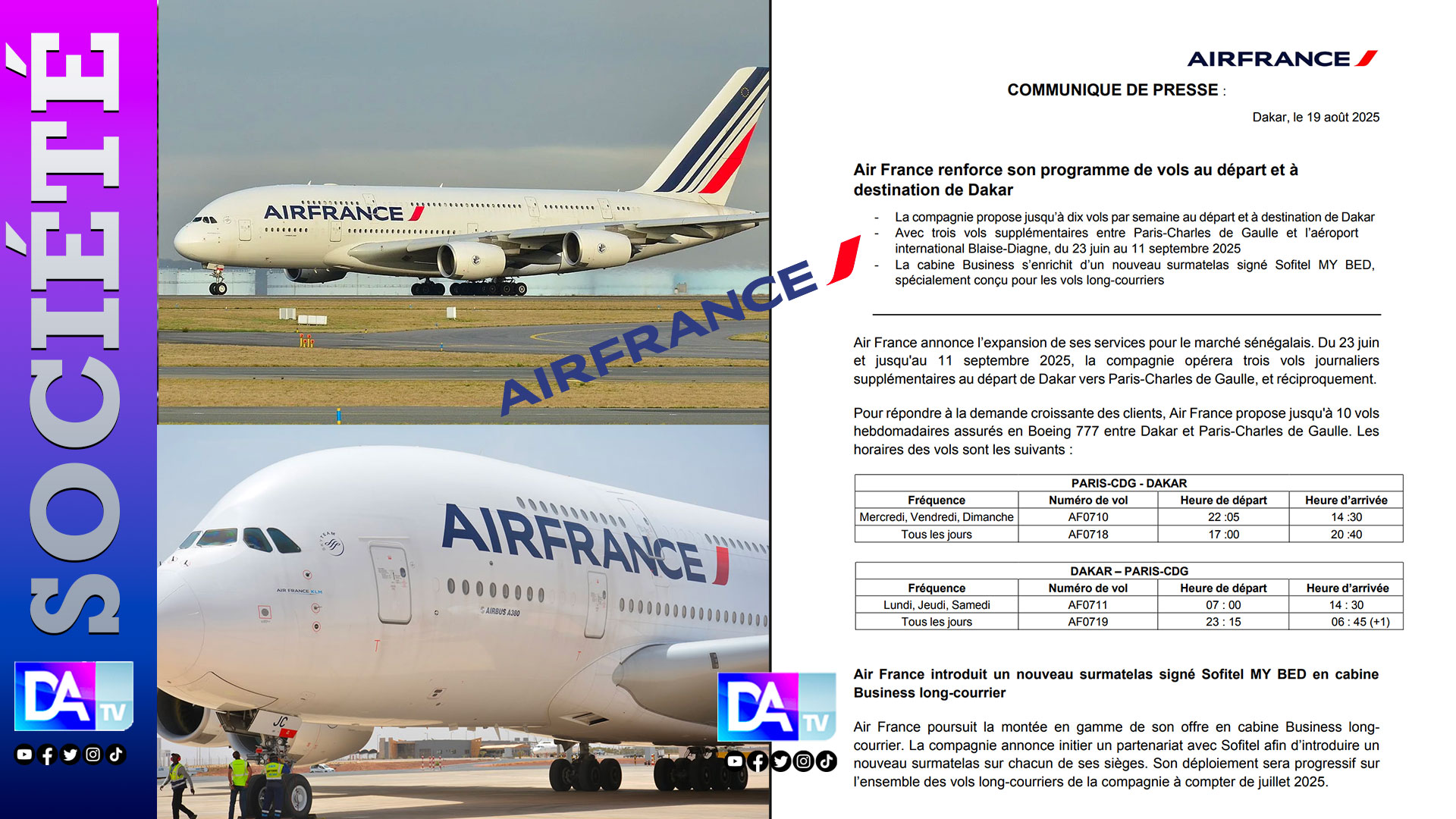 Air France renforce son programme de vols au départ et à destination de ...